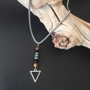 Accessories | Mens Beaded Small Triangle Pendant Necklace | Poshmark